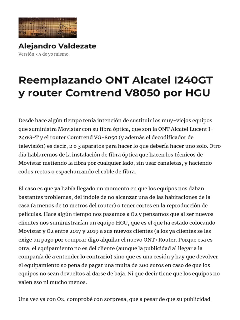 Reemplazando ONT Alcatel I240GT y Router Comtrend V8050 Por HGU ...