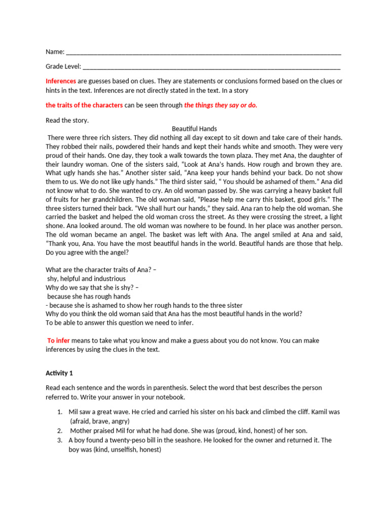 Inferring Character Traits | PDF