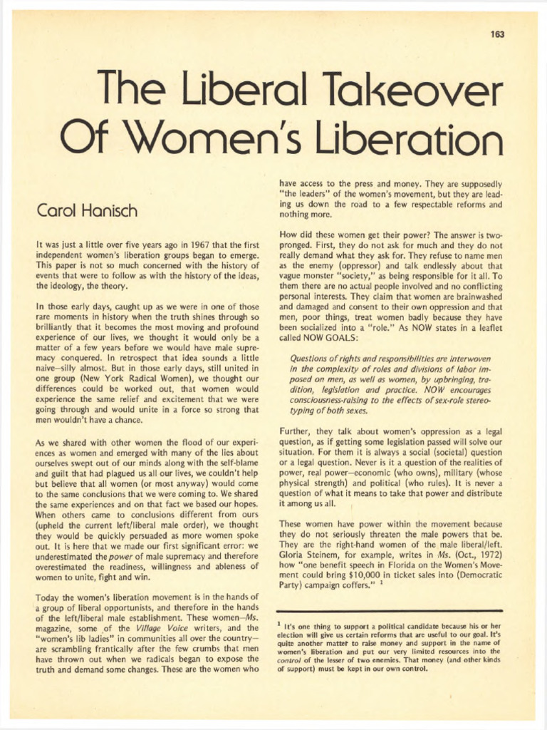 31 Feminist Revolution The Liberal Takeover of Womens Liberation Carol ...