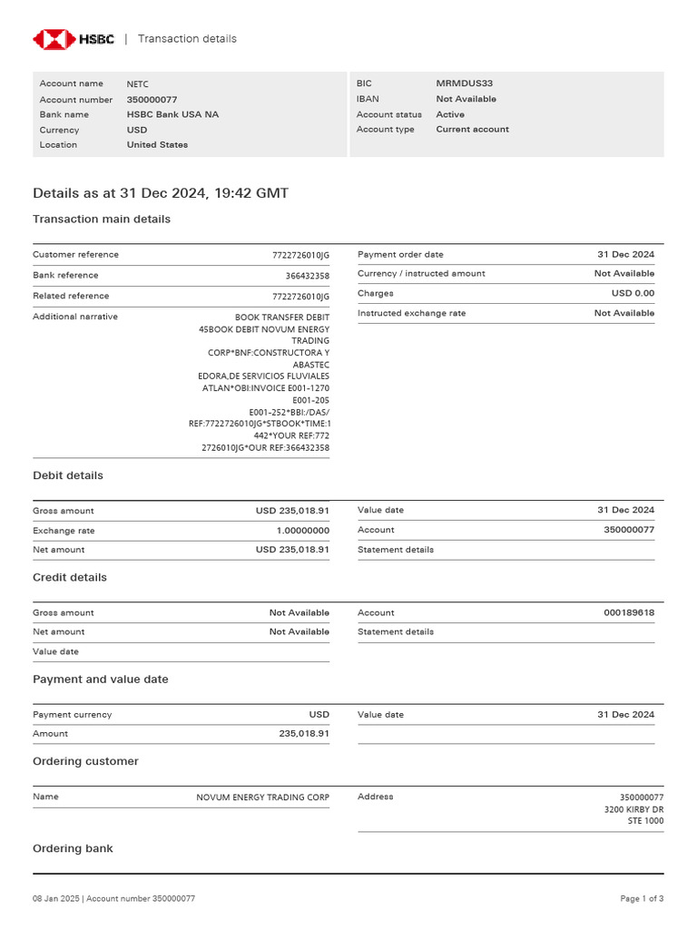 Novum Energy Transaction Summary E001 | PDF | Banks | Debit Card