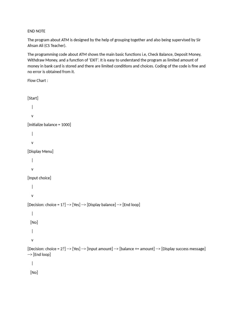 ATM Program Functions Overview | PDF