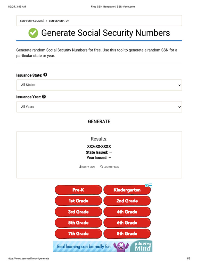 Free SSN Generator | PDF