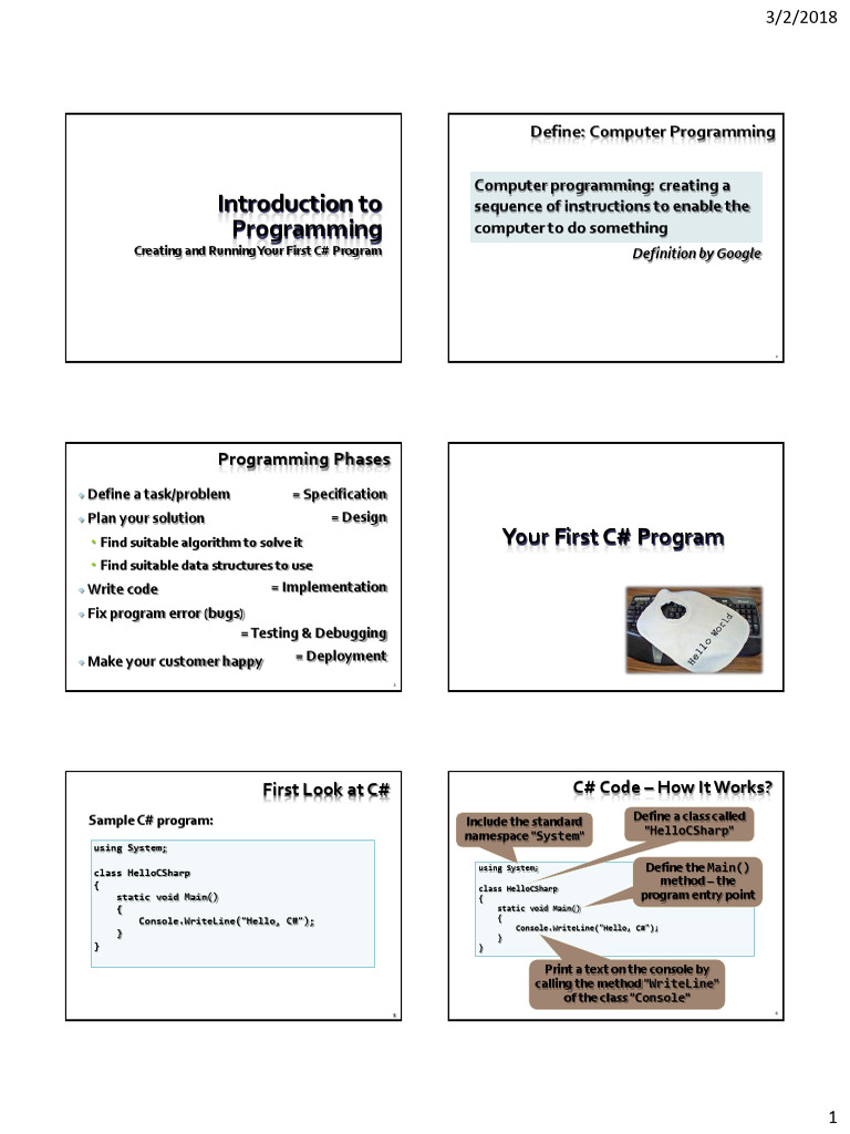 1 Introduction To Programming | PDF | C Sharp (Programming Language) | Windows Presentation ...