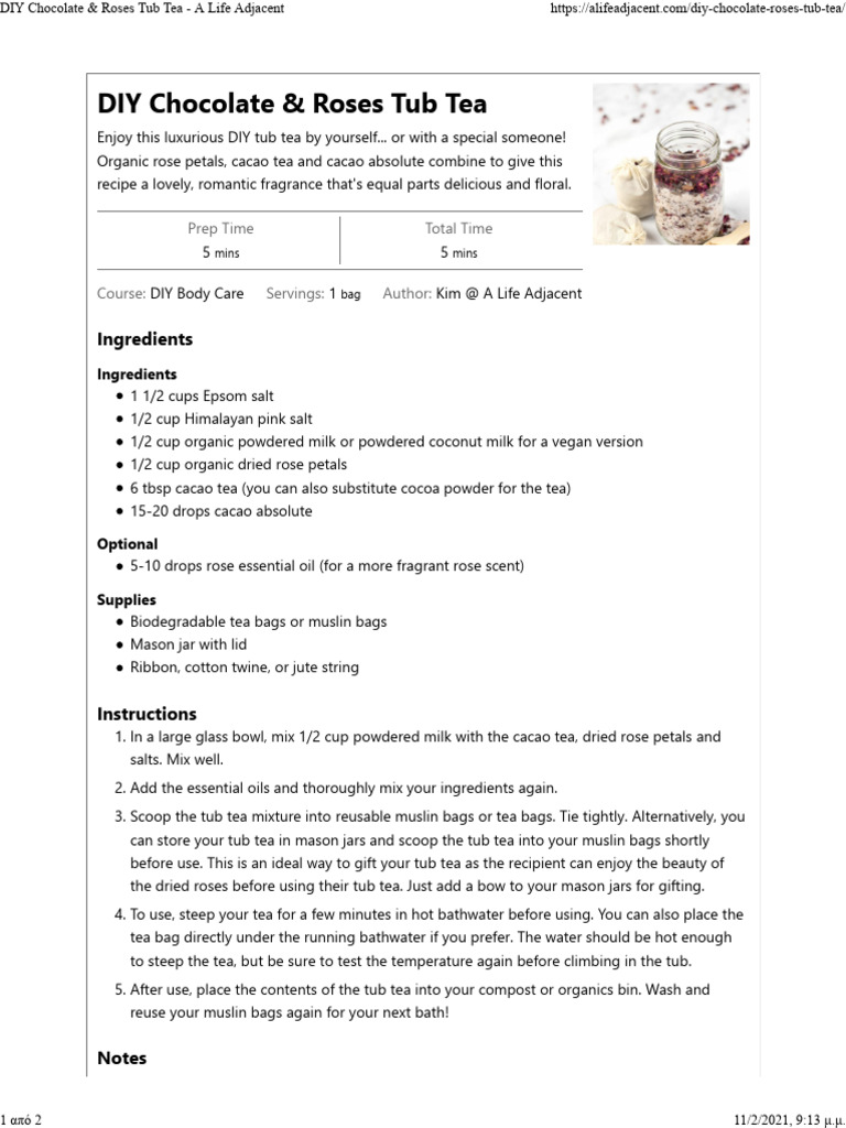 DIY Chocolate & Roses Tub Tea - A Life Adjacent | PDF | Tea | Cocoa Bean