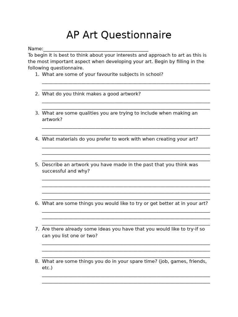 ap art questionnaire | PDF