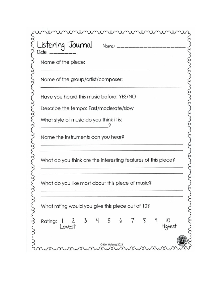 Listening Journal 2 Sheets | PDF