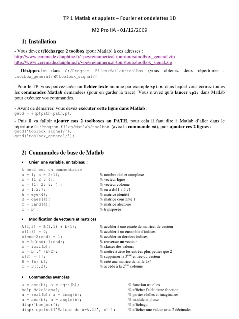 TP1 Matlab | PDF | Transformation de Fourier rapide | Fréquence
