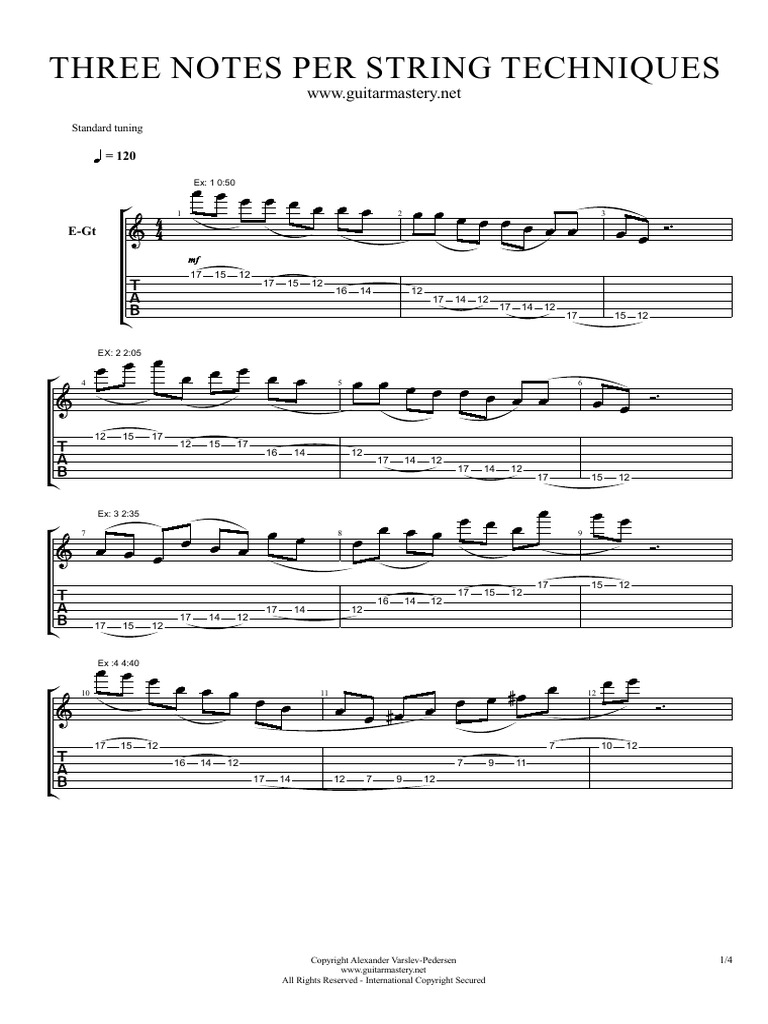 THREE NOTES PER STRING TECHNIQUES | PDF | Musical Instruments | String ...