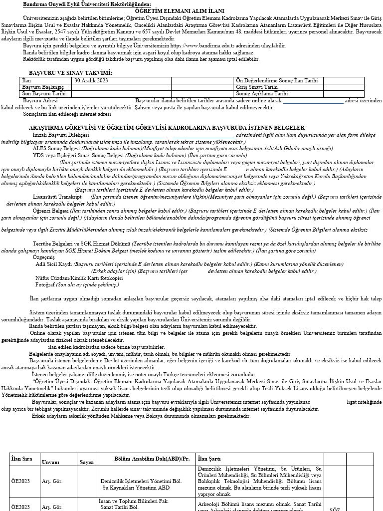 30 Aralik 2023 Ogretimelemaniilani | PDF