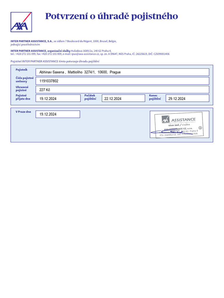 Potvrzeni O Zaplaceni 1191037802 | PDF