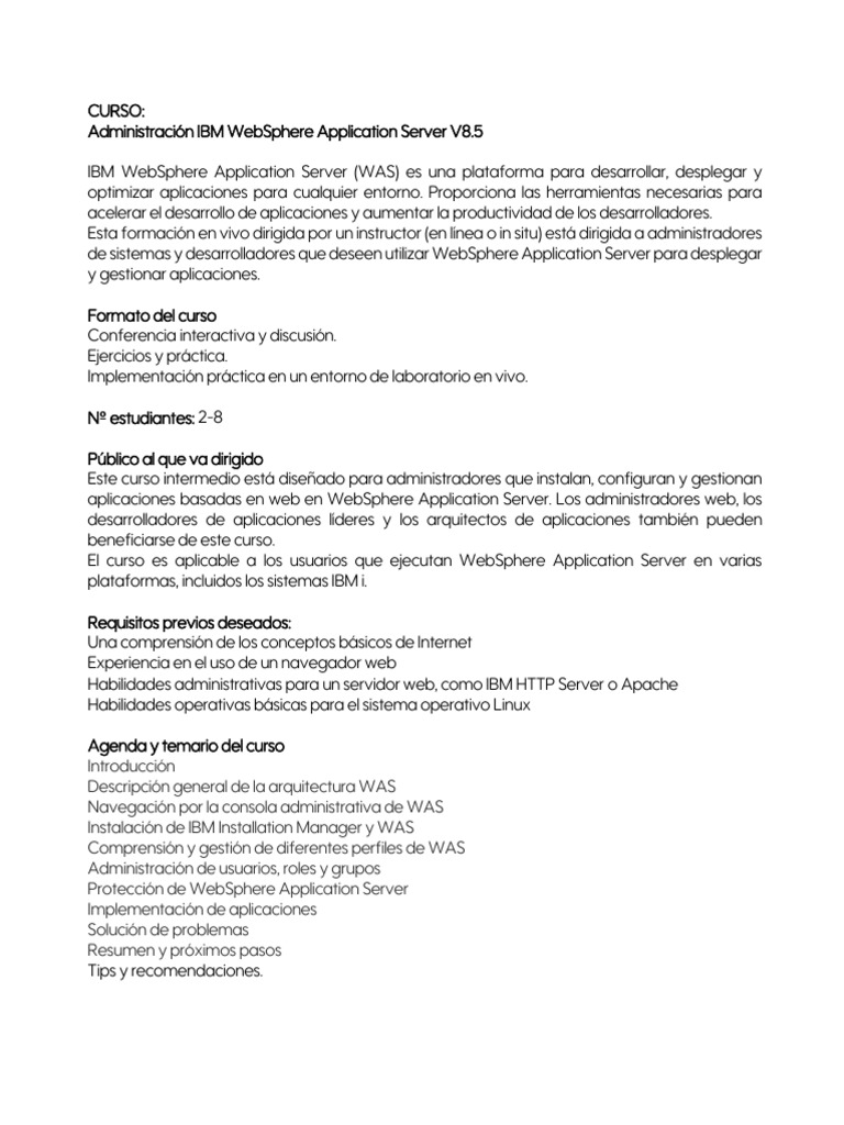 WebSphere Application Server V85 Administration | PDF | Software de la ...