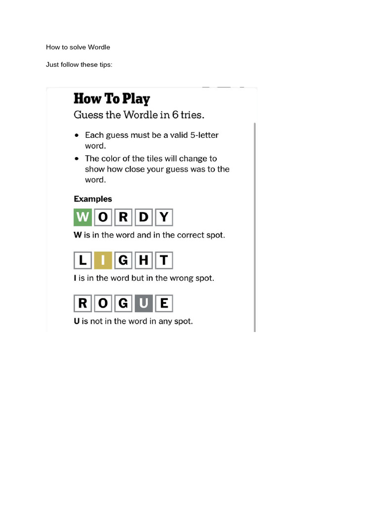 Wordle Tips For Beginners | PDF