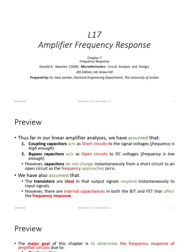 L17-Amplifier Frequency Response | PDF | Capacitor | Amplifier