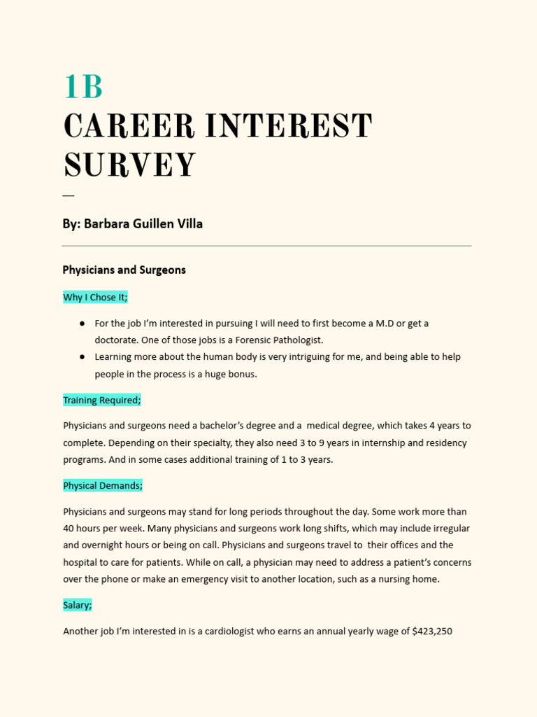 Career Interest Assignment | PDF