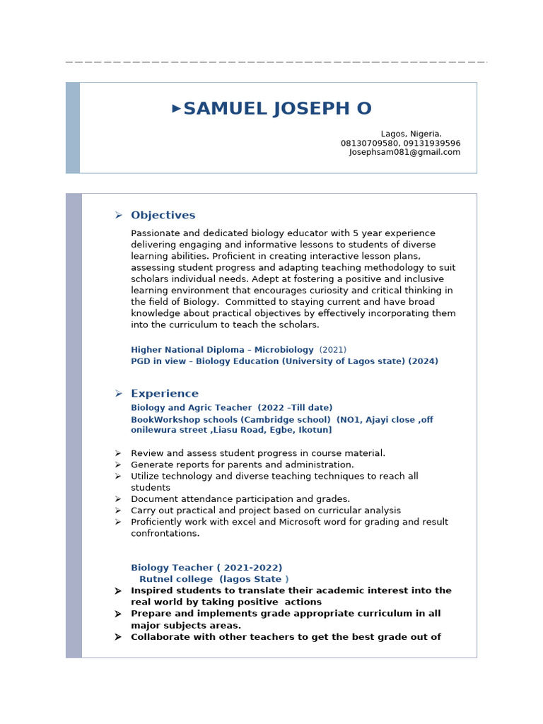 Samuel Joseph o | PDF | Teachers | Curriculum
