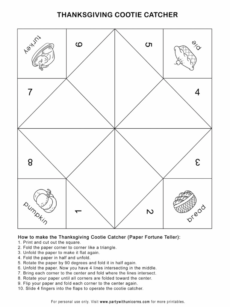 Thanksgiving Cootie Catcher-Blank | PDF