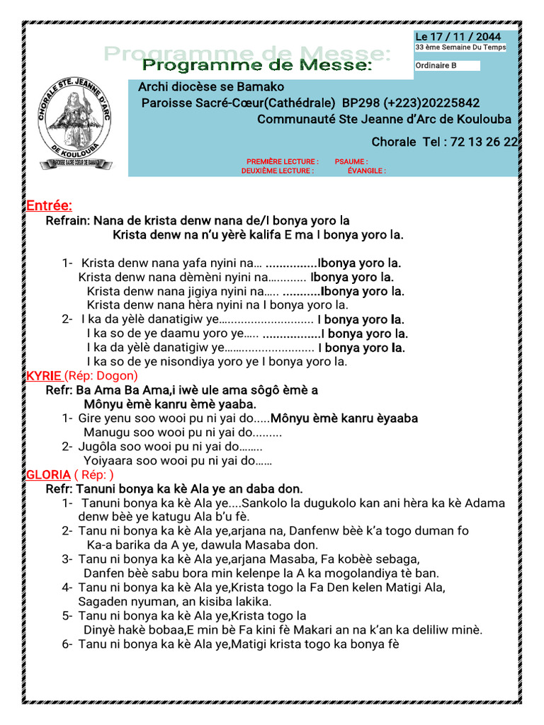 Chants de Messe 33 AB 1711 | PDF