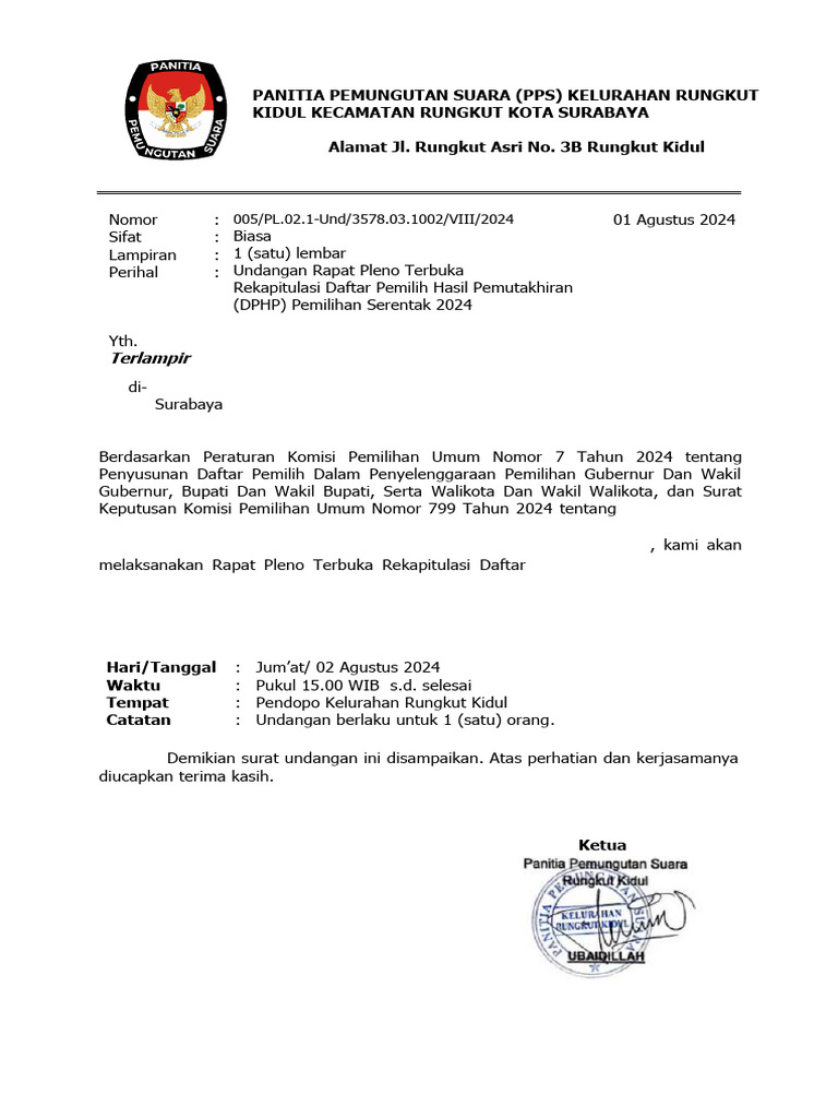 UNDANGAN PLENO DPHP | PDF