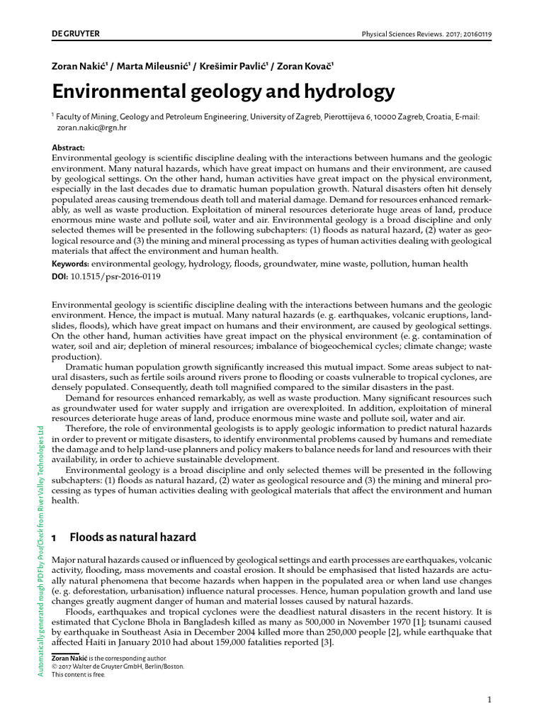 Environmental Geology and Hydrology | PDF | Atmosphere Of Earth ...
