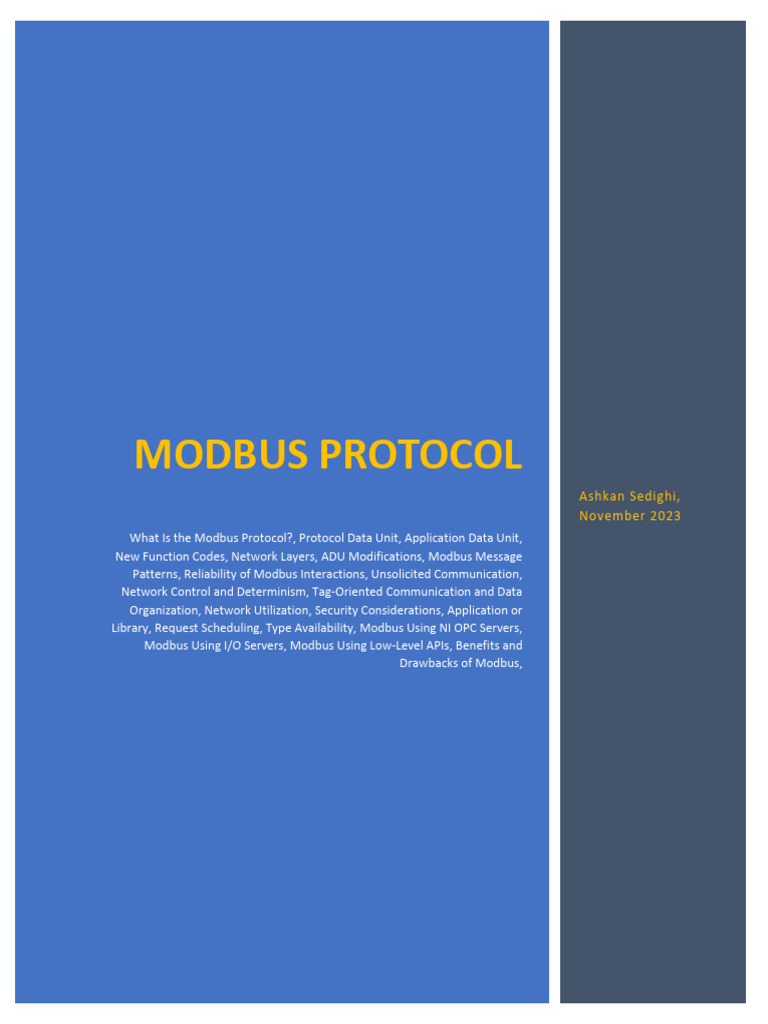 Modbus Protocol Overview and Details | PDF | Transmission Control Protocol | Computer Network
