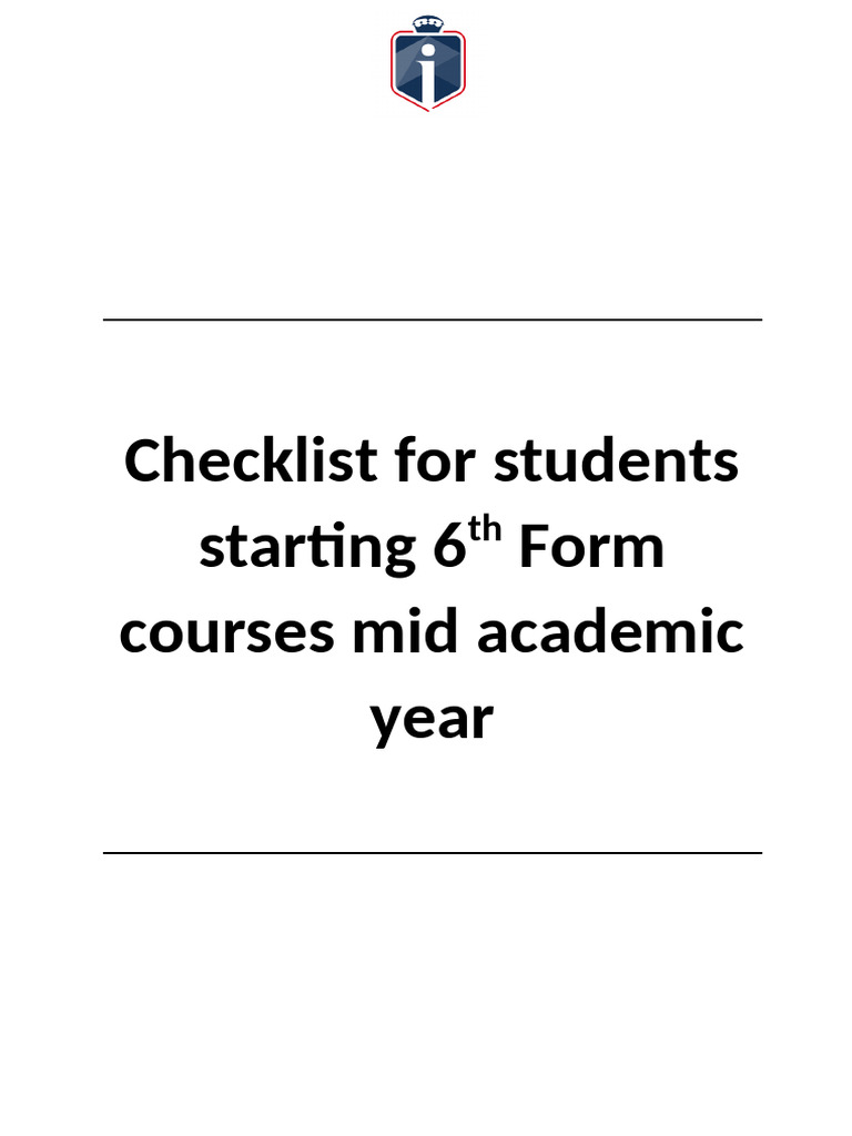 1. Guidance - Checklist for students starting 6th Form courses mid ...