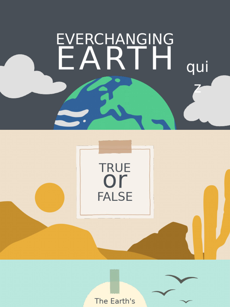 Earth Changes Fast or Slow Events Science Quiz in Grey Green Pastel ...