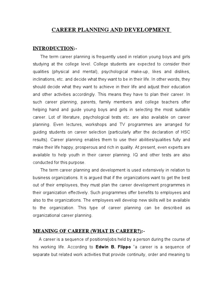 Introduction to Career Planning | PDF