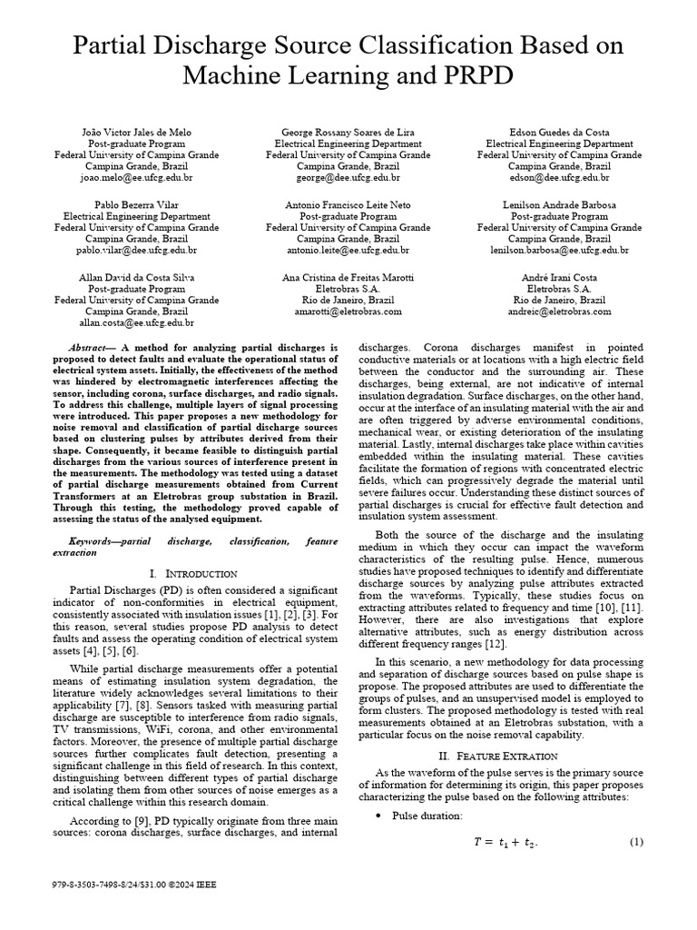 Partial Discharge Source Classification Based on Machine Learning and ...