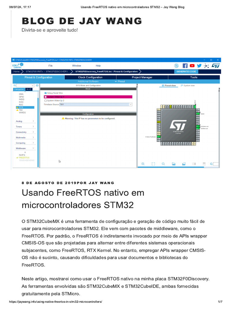 Usando FreeRTOS nativo em microcontroladores STM32 – Jay Wang Blog | PDF