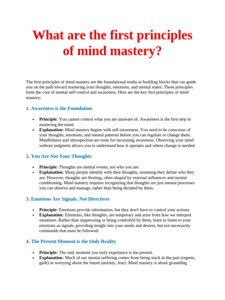 mind mastery | PDF | Mind | Thought
