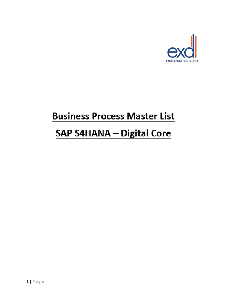 SAP S/4HANA Business Process Master List | PDF | Payments | Accounts ...
