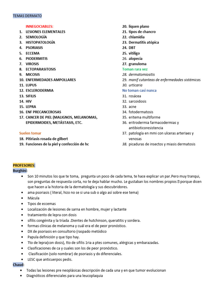 Repaso Dermato | PDF | Psoriasis | Cáncer