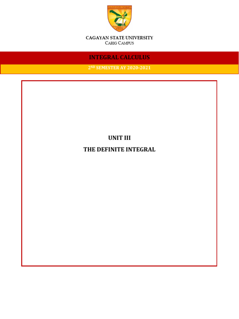 Module 3 Unit Iii The Definite Integral Pdf Integral Function