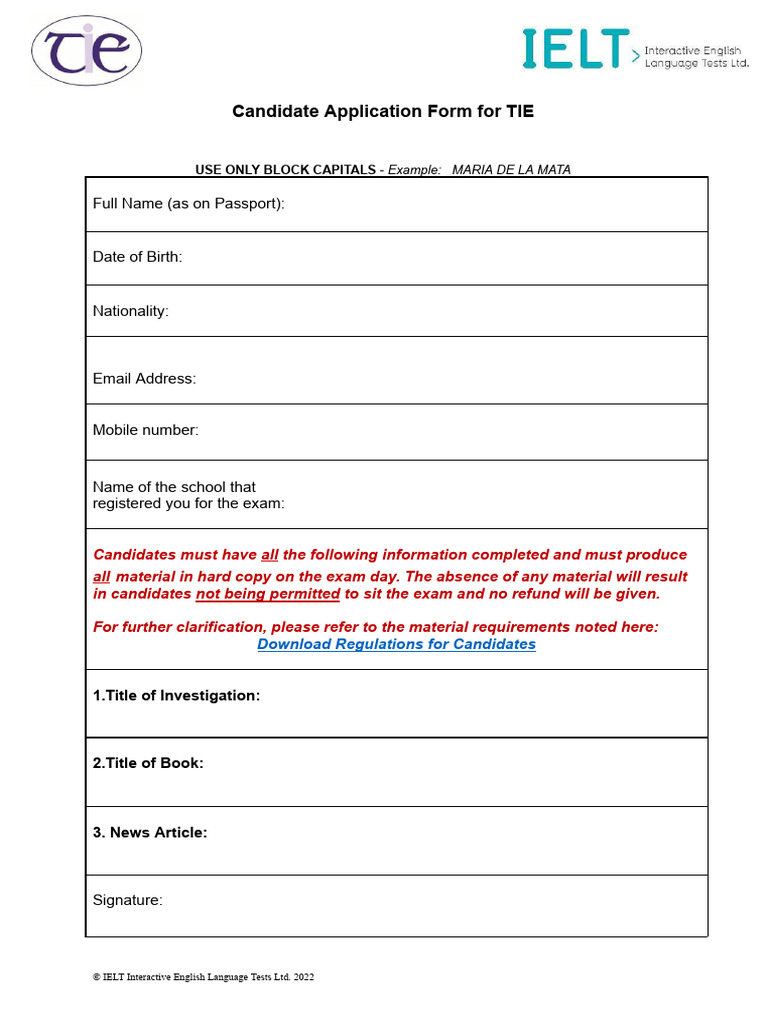 Blank Candidate Application Form 2023.doc | PDF