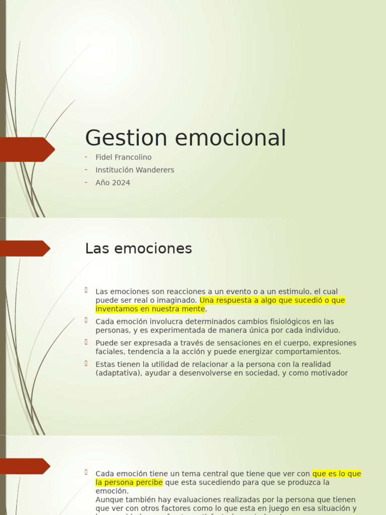 Gestion Emocional | PDF | Las emociones | Conceptos psicologicos
