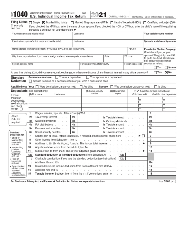 2021_TaxReturn | PDF | Tax Deduction | Irs Tax Forms