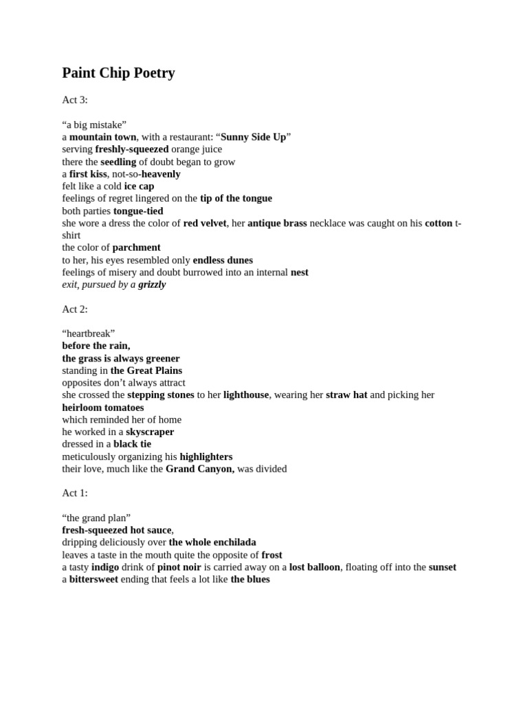 Paint Chip Poetry | PDF