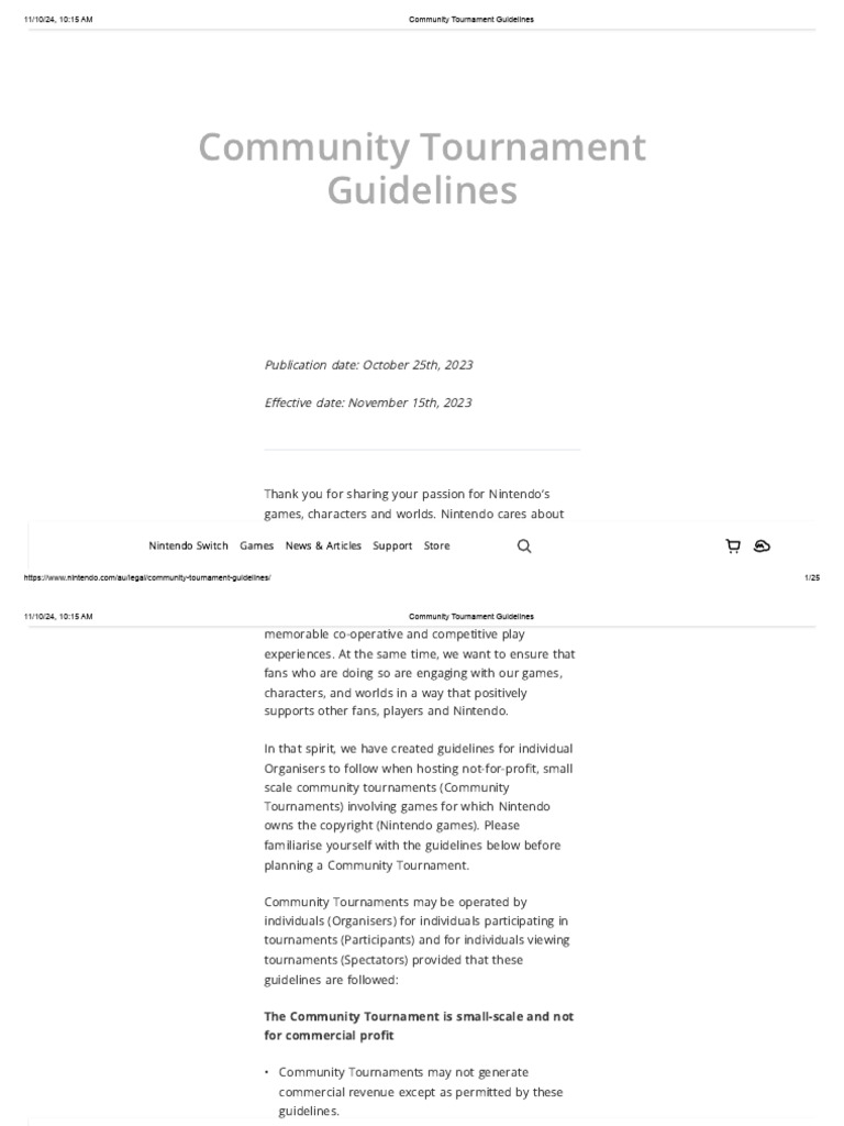 Community Tournament Guidelines | PDF | Nintendo | You Tube