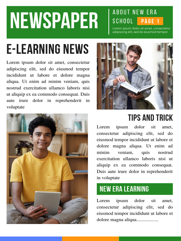White Blue Yellow and Green Simple School Newspaper Tips and Trick ...
