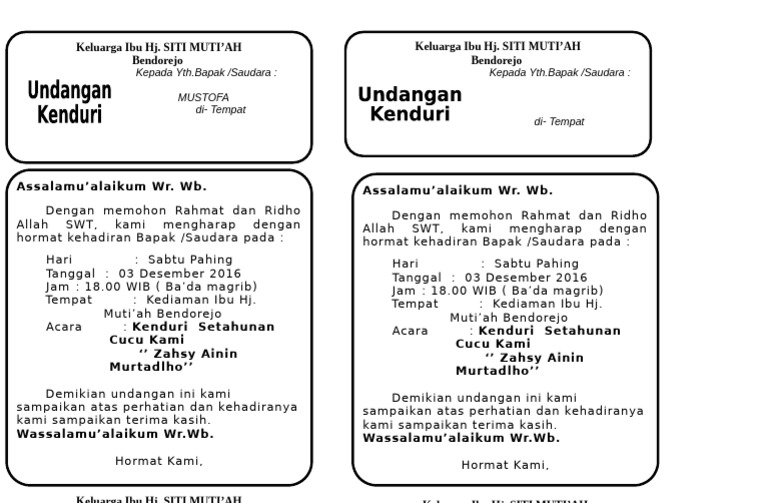 Cetak Undangan KENDURI | PDF