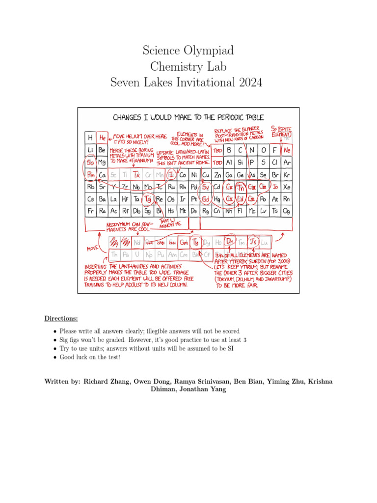 Chem Lab SLHS Invy 2023 2024 Test | PDF | Chemical Bond | Chemical Polarity