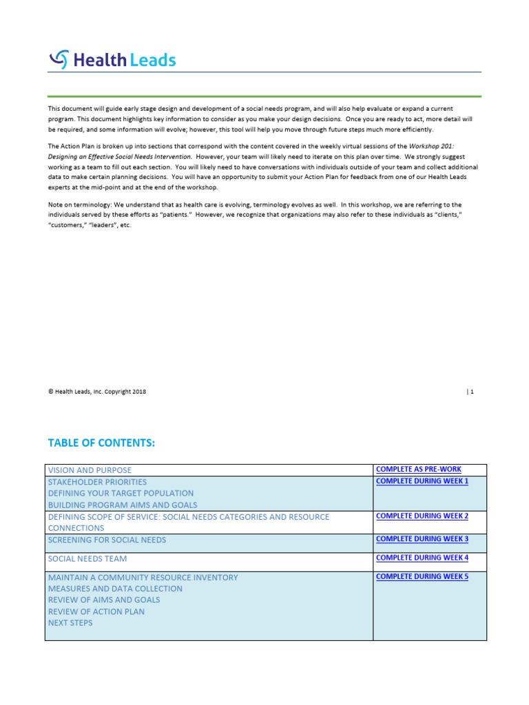 Health Leads Action Plan Workflow Example | PDF | Information ...