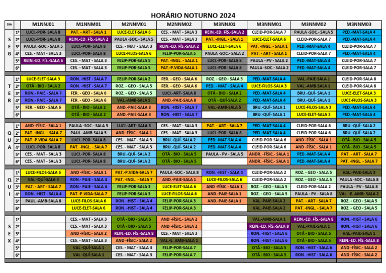 Horário Noturno 2024 | PDF