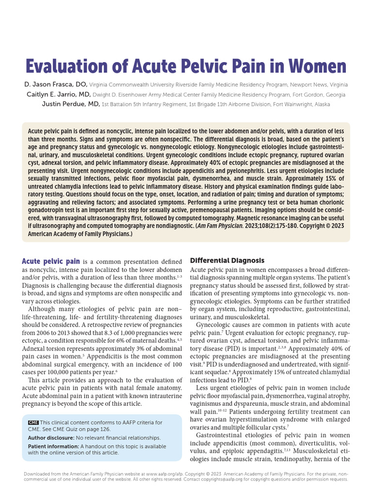 Acute Pelvic Pain | PDF | Ovarian Cancer | Medical Ultrasound
