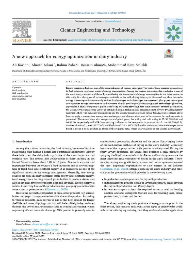 A New Aproach For Energy Optimization In Dairy Industry Spray Drying Pdf Heat Clothes Dryer