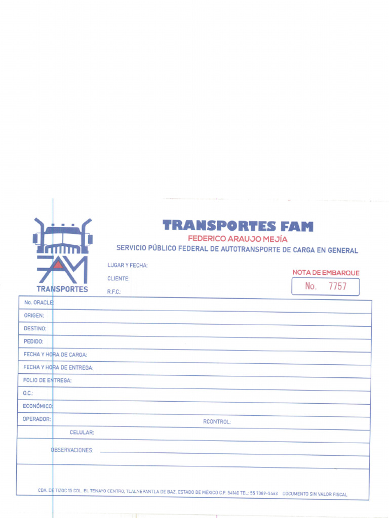 Nota Embarque Fam | PDF