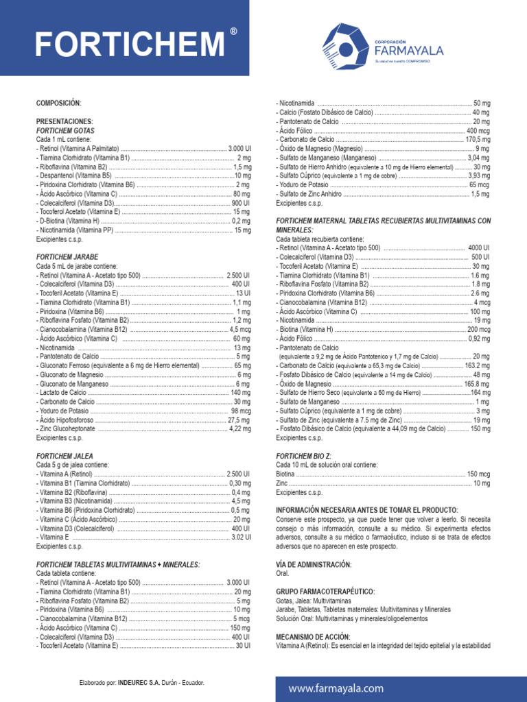 Prospecto FORTICHEM | PDF | Metabolismo | Medicamentos con receta