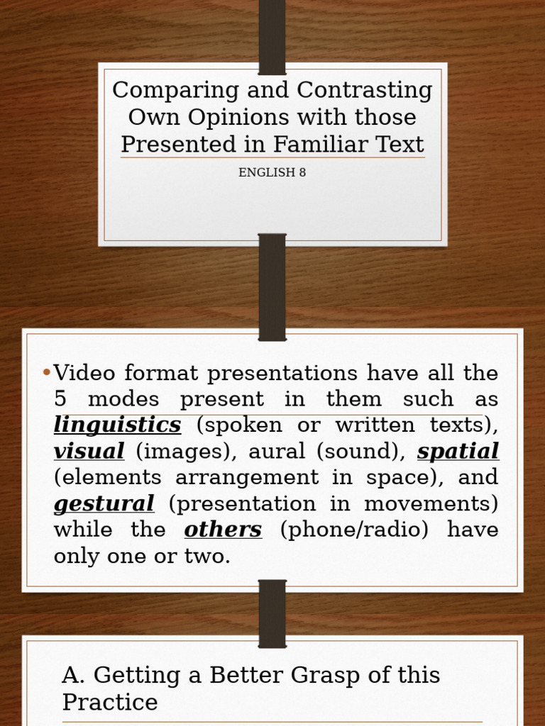 Comparing and Contrasting Own Opinions With Those Presented | PDF | Human Communication ...