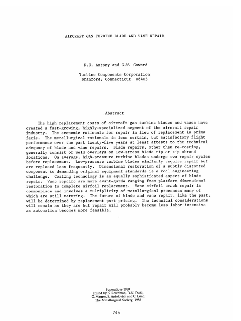 Superalloys 1988 745 754 | PDF | Welding | Construction