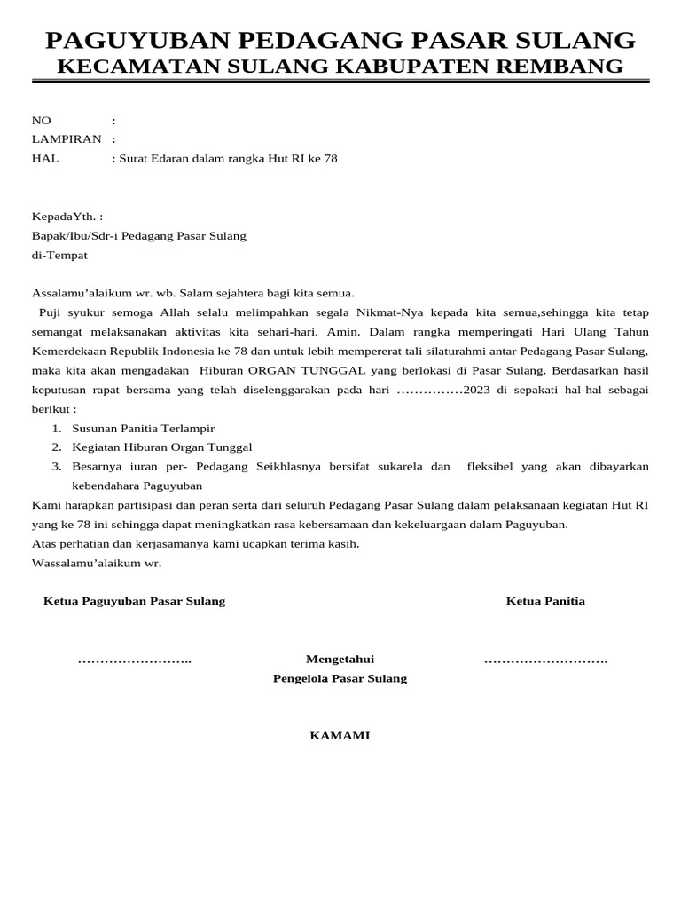 surat keterangan PENGAJUAN LISTRIK POS KAMLING | PDF